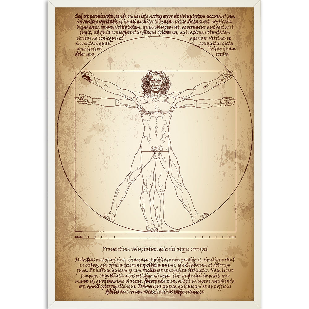 Quadro Decorativo 1 Tela Artista Leonardo da Vinci O Homem Vitruviano