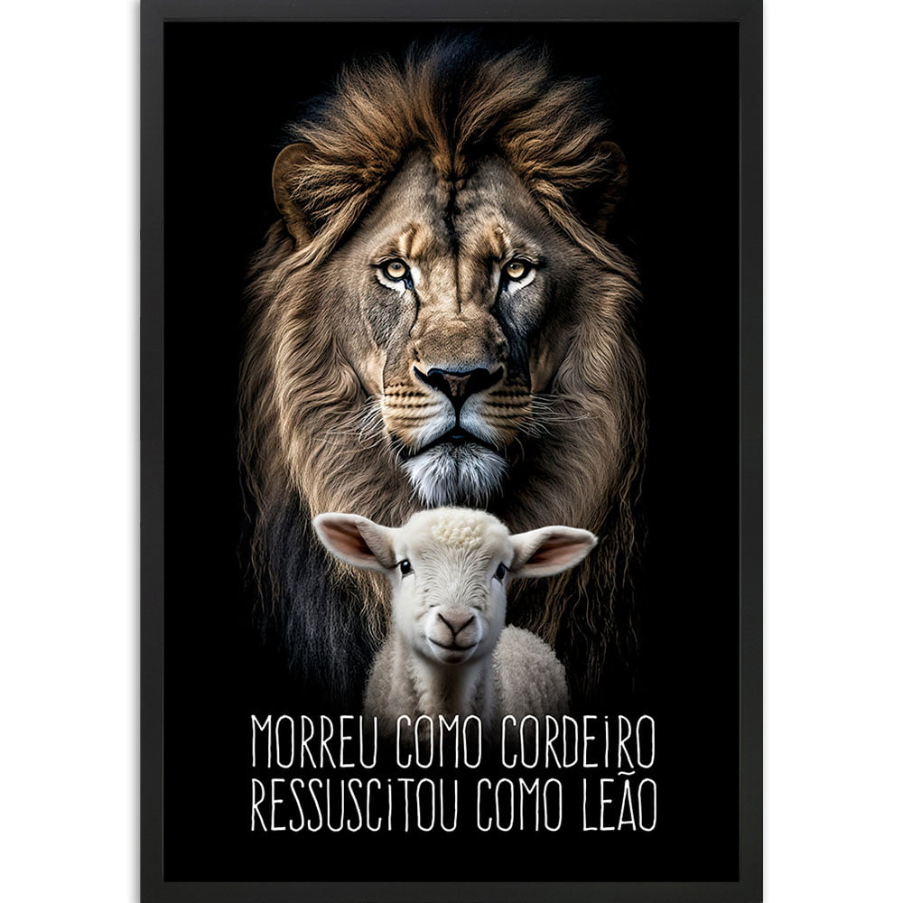 Quadro Decorativo 1 Tela O Leão e o Cordeiro II Morreu como cordeiro ...